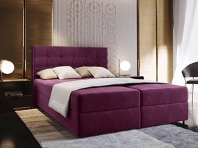 Čalouněná postel boxspring GLORIEN 180x200 cm purpurová Matrace: Matrace Bonell pružinová