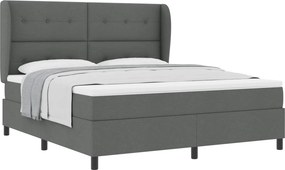 Postel s boxspringem s čelo Tmavě šedá 180 x 200 cm textil 3340579