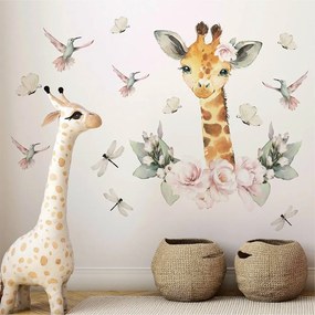 Gario Dětská nálepka na zeď Animals among flowers - žirafa