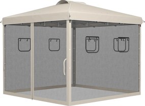 Outsunny Letní altán cca 3 x 3 m, altán s 4 síťovanými závěsy, zahradní altán s UV ochranou, pop-up altán s okny, s nosící taškou, pro zahradu, altán,