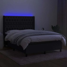 Box spring postel s matrací a LED černá 140x200 cm textil 3138559