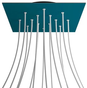 creative cables Čtvercový stropní baldachýn ROSE ONE, 400 mm, 14 otvorů a 4 boční otvory Barva komponentu: Světle modrá, Barva montury: Bílá