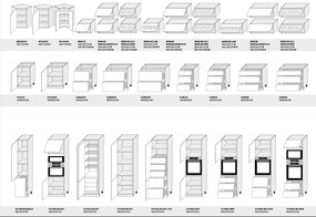 EXTOM Skříňka pro vestavbu SILVER D14 RU/2M 356 Korpus:: WHITE, Dvířka:: dub artisan