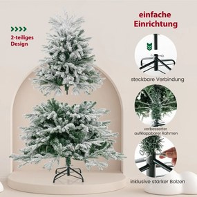 Costway 135 cm umělý vánoční stromek se sněhem a 688 smíšenými větvemi vánoční