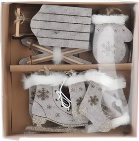 Sada vánočních ozdob v textilním designu – přírodní 10 ks 16 × 16 cm