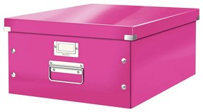 Růžový kartonový úložný box s víkem 37x48x20 cm Click&amp;Store – Leitz