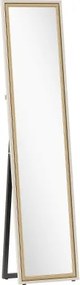 HOMCOM celozrcadlo 157x37 cm s dvoubarevným rámem, stojací zrcadlo, naklápěcí nebo zavěšitelné, bílá a přírodní