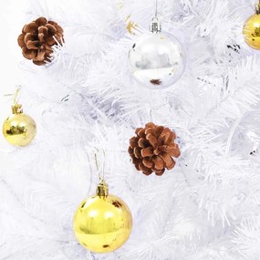 Vánoční stromek s LED osvětlením a baňkami bílý 150 cm 321502