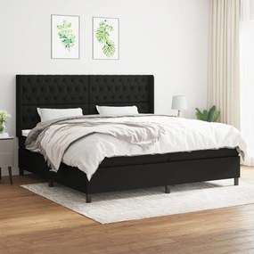Box spring postel s matrací černá 200x200 cm textil 3131699
