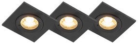 Sada 3 koupelnových downlightů černé IP44 - náměstí Xena