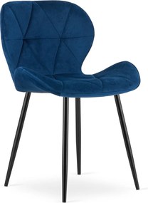 Jídelní židle MANGO VELVET s černými nohami, modrá