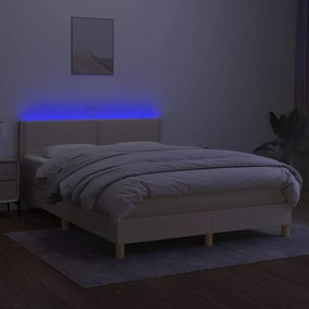 Box spring postel s matrací a LED krémová 140x190 cm textil 3133634