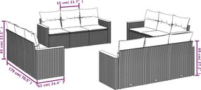 12dílná zahradní sedací souprava s polštáři černá polyratan 3225833