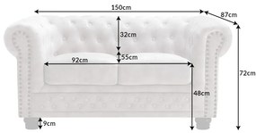Designová dvousedačka Chesterfield 150 cm šampaňský samet - skladem