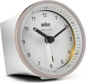 Braun BC07 růžová  bílá / Klasický budík / Analogový / DCF ( Rádiem ří