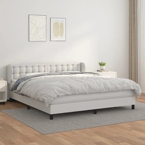 Box spring postel s matrací bílá 160x200 cm umělá kůže,  3127320