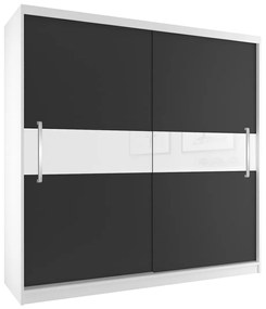 Šatní skříň 200 cm Belini bílý mat / černý mat s posuvnými dveřmi  SI SZP1/2/W/B/W/UU