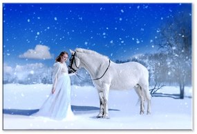 Malvis ® Obraz kůň a dívka Velikost (šířka x výška): 30x20 cm