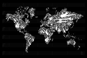 Obraz hudební mapa světa Varianta: 60x40