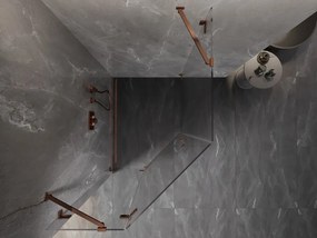 Mexen Lunar, pětiúhelníkový sprchový kout s levým náklonem 90 x 100 cm, 8mm čiré sklo, profil růžové zlato, 831-090L-100P-60-00-L