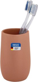 Hnědý keramický kelímek na zubní kartáčky Fablo – Wenko