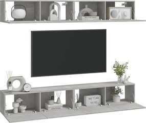 Nástěnné TV skříňky 4 ks betonově šedé 100 x 30 x 30 cm 3114193