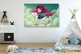 Obraz holčička s jednorožcem - 120x80 cm
