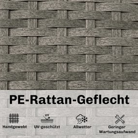 Polyratanové lehátko Zahradní lehátko ve tvaru S s opěradlem nastavitelným v 5 směrech Opěrka hlavy prodyšná Odolná proti UV záření
