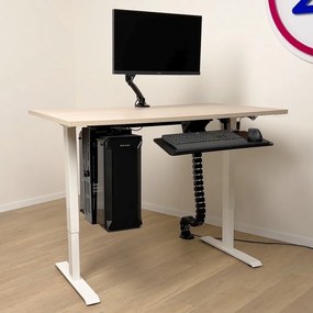 Výškově nastavitelný stůl OfficeTech D, 160 x 80 cm, šedá podnož, světle šedá