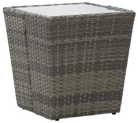 Čajový stolek šedý 41,5 x 41,5 x 43 cm polyratan tvrzené sklo - Default Title