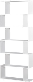 HOMCOM Knihovna s 6 policemi Dřevěná S Tvar 80x24x191 cm