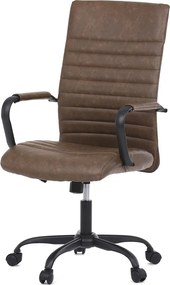 Autronic Kancelářská židle, hnědá ekokůže, houpací mech, kolečka pro tvrdé podlahy, černý kov KA-V306 BR