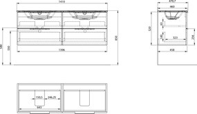 Sapho Cirasa koupelnová skříňka 141 x 54 x 46 cm bílá lesk CR141-3030-21