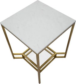 Odkládací stolek Double 47 cm zlatý/mramor