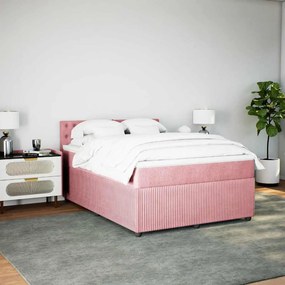 Box spring postel s matrací růžová 140x200 cm samet 3290075