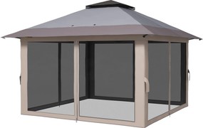 Outsunny Skládací altán Pop-up s výškově nastavitelnou funkcí UV50+ ochrana, dvojitá střecha a moskytiéry 4x4x2,8 m světle šedá