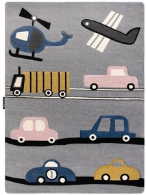 Dywany Łuszczów, Dětský kusový koberec Petit Toys cars grey, 180x270, šedá, dětský pokoj