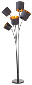 Černo - zlatá kovová stojací lampa Levero, 178 cm