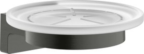 Hansgrohe AddStoris S - Mýdlenka s držákem, matné sklo/kartáčovaný černý chrom 41766340