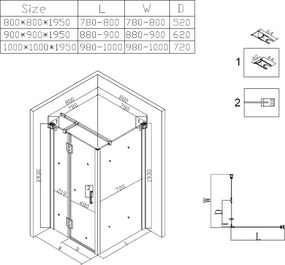 BPS-koupelny Čtvercový sprchový kout HYD-SK1390B 90x90 chrom/transparent - bez vaničky