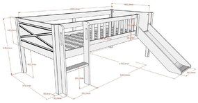 Bílá vyvýšená dětská postel z borovicového dřeva s roštem 90x200 cm Scott – Vipack