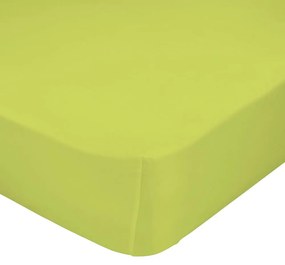 Zelené elastické prostěradlo z čisté bavlny Happy Friday Basic, 90 x 200 cm