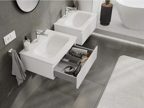 Mexen Rivel, koupelnová skříňka 60 cm s umyvadlem Vela, 1 zásuvka, drážkovaná, bílá matná, 91A20-06023-1-BF01-W23M01