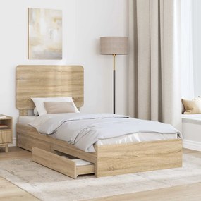 Postel s úložným prostorem se zásuvkou Sonoma dub 75 x 190 cm 3412737