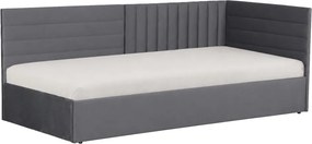 Postel s roštem, 90x200, šedá Velvet látka, MEVIA