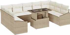 Set pohovek 10 ks Béžová a krémová polyratan 3349067
