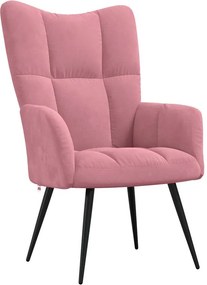Relaxační křeslo se stoličkou růžové samet 328088