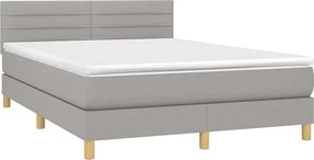 Box spring postel s matrací a LED světle šedá 140x200 cm textil 3133797