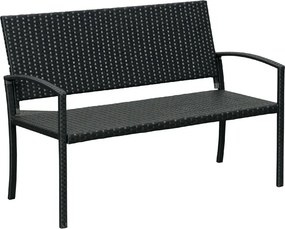 Outsunny polyratanová zahradní lavička 2místná lavička s ocelovým rámem a proutím černá Š122 x H60 x V87cm pro zahradu a terasu | Aosom.de