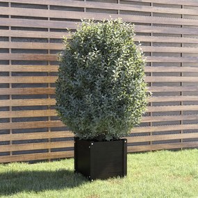 Zahradní truhlík černý 40 x 40 x 40 cm masivní borovice